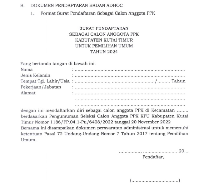 KPU Kutim Buka Pendaftaran Anggota PPK Pemilu 2024, Ini Jadwal dan Syaratnya - TebarBerita.ID